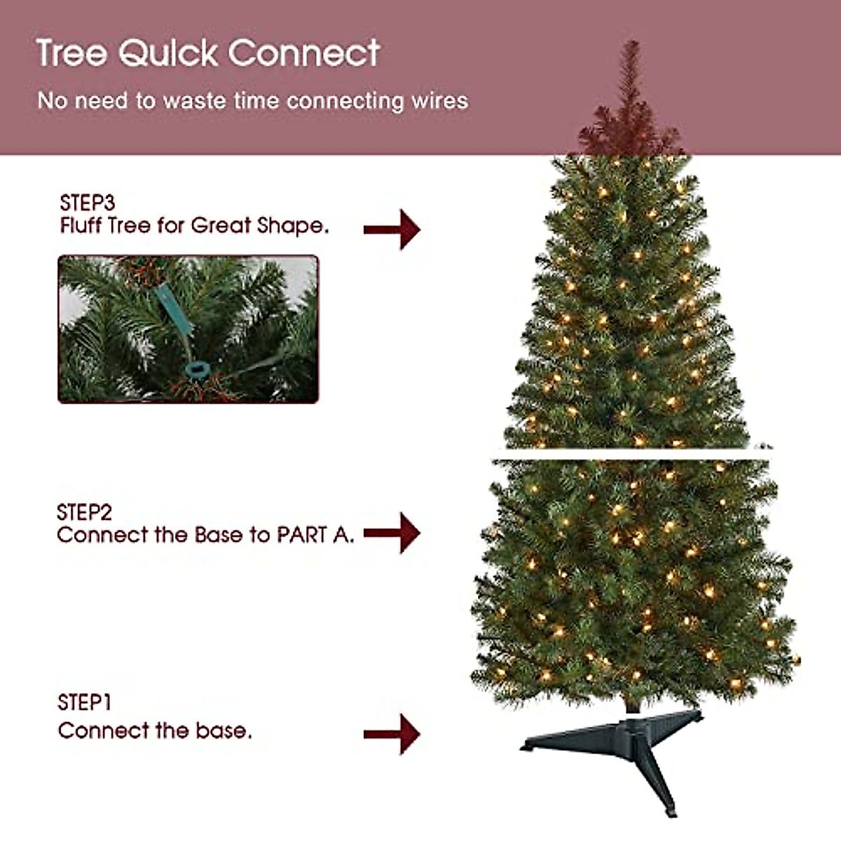 New One 5 Feet Christmas Tree Prelit Artificial Christmas Everett Pine Tree, with 424 Branch Tips, 200L Incandescent Clear Lights