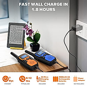 Walkie Talkies for Adults Long Range-Wishouse Rechargeable Portable 2 Way Radios,Hiking Accessories Camping Gear Toys for Kids with Lamp,SOS Siren,NOAA Weather Alert,VOX,Easy to Use,Walky Talky 6 Pack