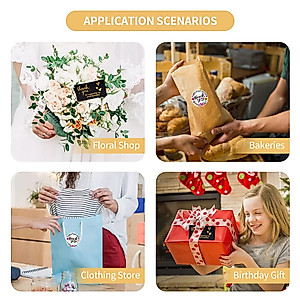 1130pcs Thank You Cards and Stickers Set,100pcs Gold Foil Thank You for Supporting My Business Cards 1000 Thank You Stickers Label Roll with Packaging Bag for Business Greeting(Black)