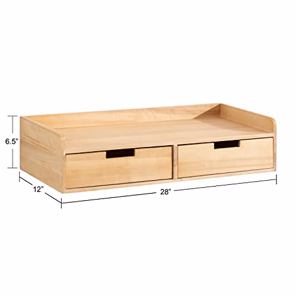 Kate and Laurel Kitt Modern Floating Desk, Natural Wood, Scandinavian Wall Mounted Double Drawer Console Table for Storage and Display, 28x12x6.5