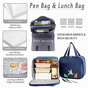 IHZZ Boy Backpack, Backpack for Boys, Cute Kid Backpack, Waterproof Lightweight Schoolbag Backpack with Lunch Bag and Pencil Case, Blue(3 PCS Set)