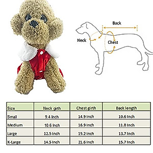 ANIAC Small Dog Christmas Dress Cat Xmas Outfits Red Santa Puppy Skirt Holiday Theme Girls Dog Clothes Pet Christmas Apparel (A, Small)