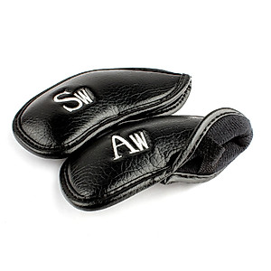 Craftsman Golf 10pcs Black Skull Thick Pu Synthetic Leather Golf Iron Head Covers Set Headcover Skull Fit All Brands Callaway, Ping, Taylormade, Cobra, Etc.