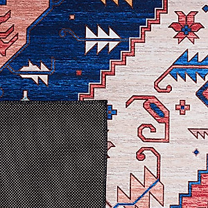 SAFAVIEH Tucson Collection Machine Washable Slip Resistant 5' x 8' Rust/Blue TSN133P Vintage Persian Medallion Living Room Dining Bedroom Area Rug