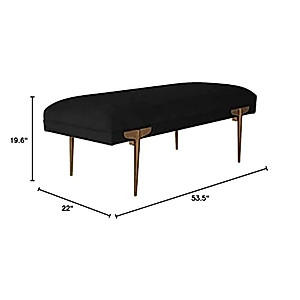 TOV Furniture Brno Glamorous Velvet Upholstered Accent Bench, 53.5"W Black
