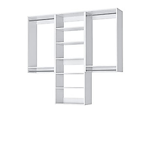 Closet Kit with Hanging Rods & Shelves - Corner Closet System - Closet Shelves - Closet Organizers and Storage Shelves (White, 75 inches Wide) Closet Shelving