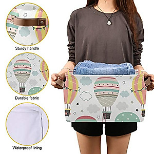 susiyo Large Foldable Storage Bin Hot Air Balloon Flying Fabric Storage Baskets Collapsible Decorative Baskets Organizing Basket Bin with PU Handles for Shelves Home Closet Bedroom Living Room-2Pack