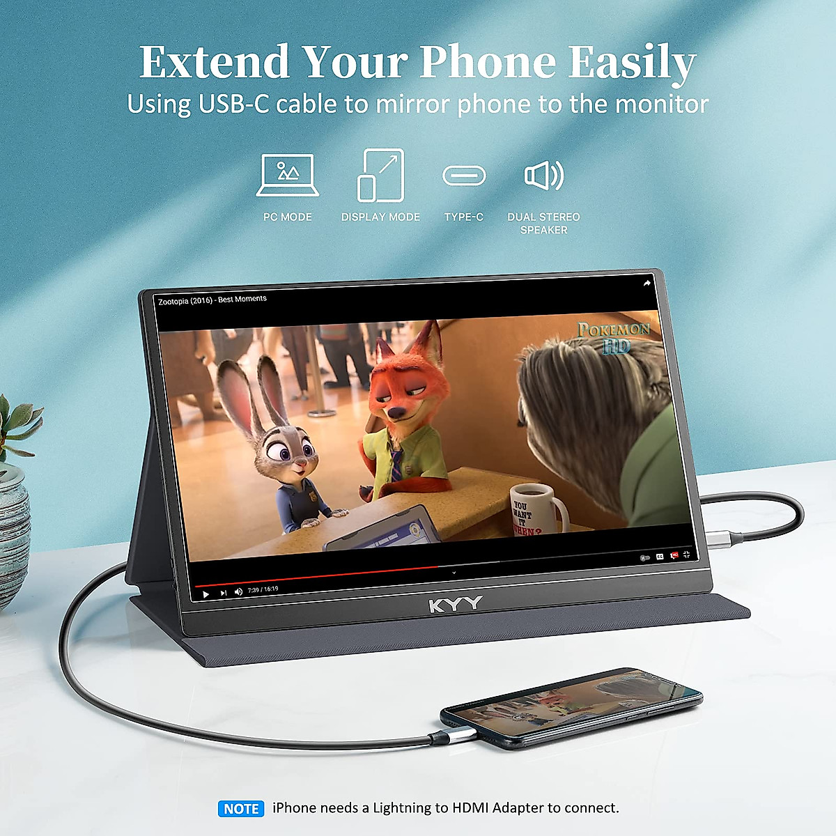 KYY 15.6'' Portable Monitor Bundle [K3 Grey & K3-1 Black] 1080P FHD USB-C Laptop Monitor HDMI Computer Display HDR IPS Gaming Monitor w/Smart Cover & Dual Speakers, for Laptop PC Phone PS4 Xbox Switch