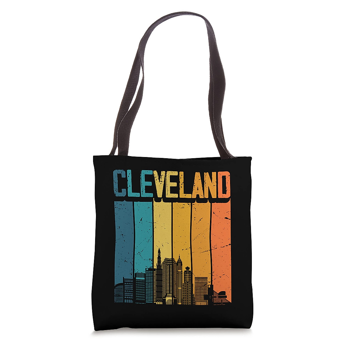 Cleveland Ohio USA Retro Vintage Sunset Skyline Cleveland Tote Bag