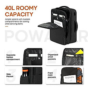POWAITER Travel Backpack for Women Men, Carry On Backpack Flight Approved Fits 17 Inch Laptop with 4 Packing Cubes for Travel & Business Trip-Black