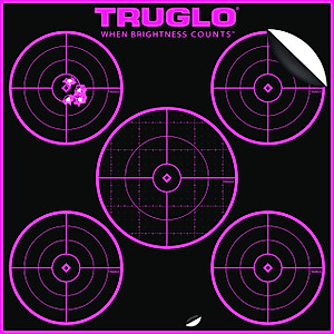 TRUGLO Tru-See 5-Bull 12X12 Bright Fluorescent Self-Adhesive High-Visible Reactive Splatter Target with Increased Target Life, 6-Pack/Pink