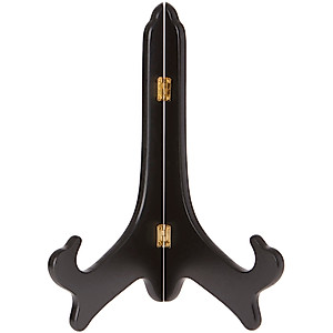 Bard's Hinged Black MDF Wood Plate Stand, 11" H x 8.5" W x 6" D (For 10" - 14" Plates)