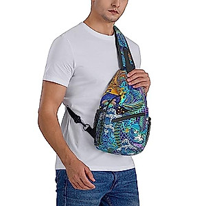 MANQINF Cool Chinese Dragon Sling Bag,Casual Crossbody Backpack Shoulder Chest Bag for Women Men Travel Hiking Daypack