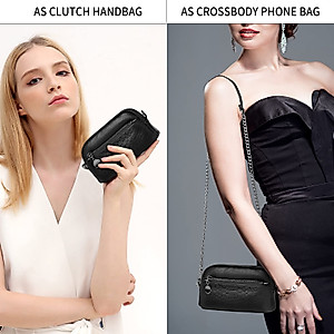 Wesccimo Small Crossbody Clutch Purses For Women Black Wristlet Handbag Trendy Chain Leather Snakeskin Print Evening Purse