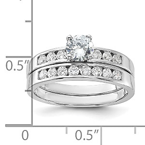 IceCarats 925 Sterling Silver Cubic Zirconia CZ Wedding Band Engagement Ring Bridal Jewelry Set