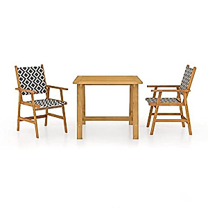 Camerina 3 Piece Patio Dining Set Outdoor Patio Dining Set Outdoor Patio Furniture Patio Set Patio Table and Chairs Set Solid Acacia Wood 3087122