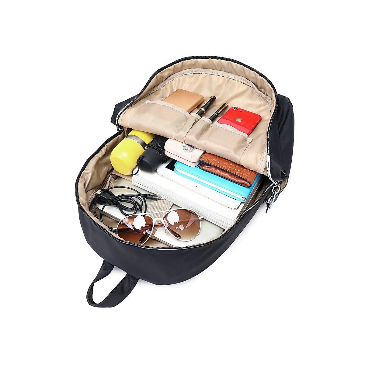 Acmebon Girl College Backpack Classic Solid Color Backpack Simple Casual Bag Black