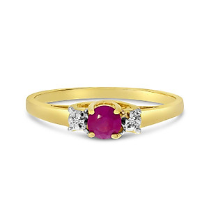 Direct-Jewelry 10k Yellow Gold Round Ruby And Diamond Ring (Size 7)