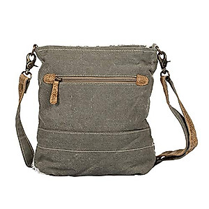 Myra Bag Approach Upcycled Canvas & Cowhide Crossbody Bag S-1349, Brown, One Size