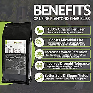 Char Bliss - Premium Biochar Organic Fertilizer Supplement - All Natural Soil Enhancer for Stimulating Plant Growth! Great for Potting and Gardening! (8 Quarts)