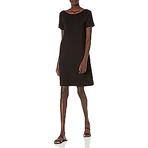 Amazon Essentials Women's Jersey Regular-Fit Ballet-Back t-Shirt Dress (Previously Daily Ritual), Black, Large