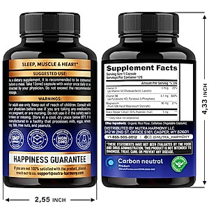 Magnesium Glycinate 500 mg - Chelated Supplement - 98% High Absorption - Support for Sleep, Muscle & Heart Health - Made in USA, Lab Tested & Non-GMO - 120 Capsules