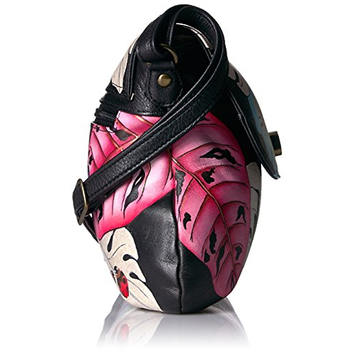 Anna by Anuschka womens Anna Anuschka, Handpainted Leather Medium Flap Body-lovely Leaves Cross Body Handbag, Lovely Leaves, One Size US