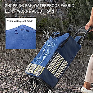 ATAAYHousehold Portable Shopping cart Foldable Hand Trolley Trolley Trolley 35L Large Capacity with Stairs and Waterproof Function (Blue 99 * 35 * 30.5cm) (Blue 99 * 35 * 30.5cm)