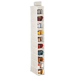 mDesign Soft Fabric Over Closet Rod Hanging Storage Organizer with 10 Shelves for Child/Kids Room or Nursery - Cream/White