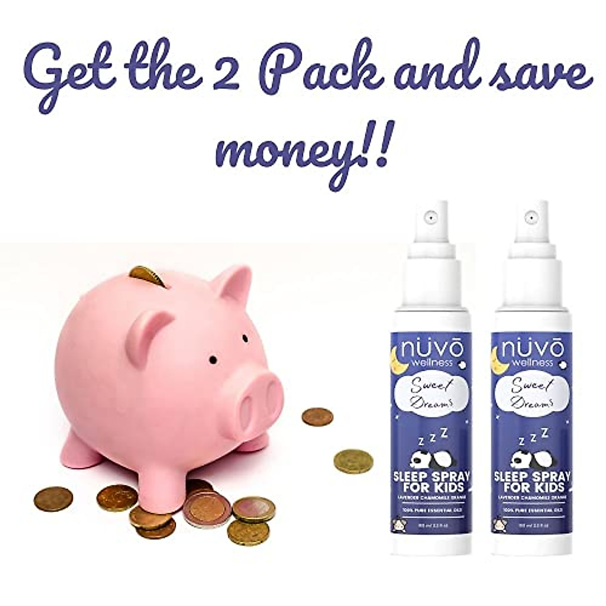 NUVO WELLNESS Pillow Spray for Kids - Room, Linen & Deep Sleep Spray Made with Therapeutic Essential Oils - Lavender, Chamomile & Orange Blend - (3.3oz)