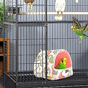 HPAWHOMEPART Parrot Bird Bed Hammock Winter Warm Bird Plush Nest Toy for Parakeet Comfortable Hanging Bird Bed for Cage (XL, Grey)