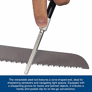 AccuSharp Professional Dual Rod Knife Sharpener, Retractable Diamond-Coated Steel Rod, Sharpens, Restores, Repairs & Hones Straight & Serrated Knives