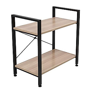 2-Tier Gray Bookshelf, Bookcase, Industrial Wood Storage Rack Open Shelves, Modern Standing Bookshelves Display Rack for Bedroom Living Room, Bookcase Shelf Storage Organizer 60 x 33 x 58.5cm