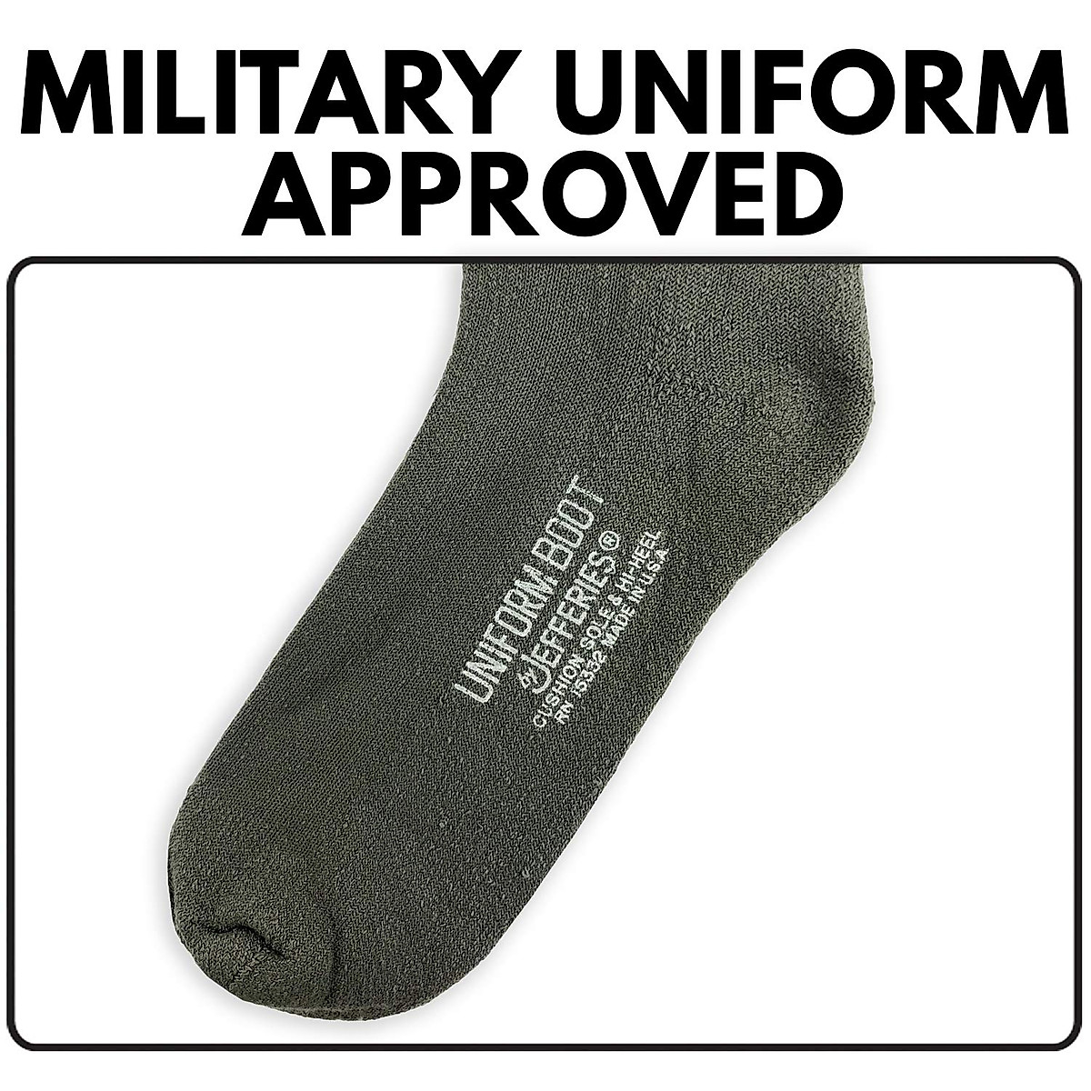 Jefferies Socks Military Combat Uniform Rib Crew Boot Socks 3 Pair Pack (Sock: 9-11/Shoe: 5-8, Olive Green)