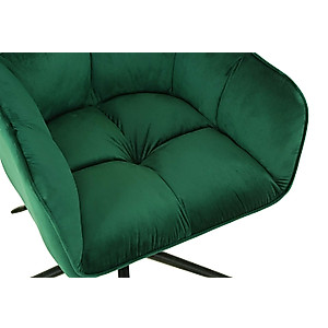 Home Office Desk Chairs Swivel,Comfort Velvet Task Chairs with Arms and Wheels, Adjustable Height, Big Accent SwivelChairs for Living Room and Bedroom (Padded Green)