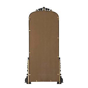 Antique Gold Full Length Mirror,Retro Full Length Mirror Metal Frame Arched Floor Mirror Full Body Mirror Wall Mirror Hanging Leaning Mirror for Living Room Bathroom Entryway 24" x 48.5"