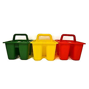 Kids Arts & Crafts Small Plastic Caddies, 3 Compartments, 3-ct Set