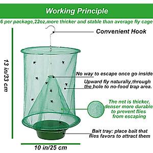 6 Pack Ranch Fly Trap, 2024 New Hanging Fly Catcher, The Most Effective Trap Ever Made with Pots, Cage Catcher for Indoor and Outdoor, Family Farms, Park, Restaurants
