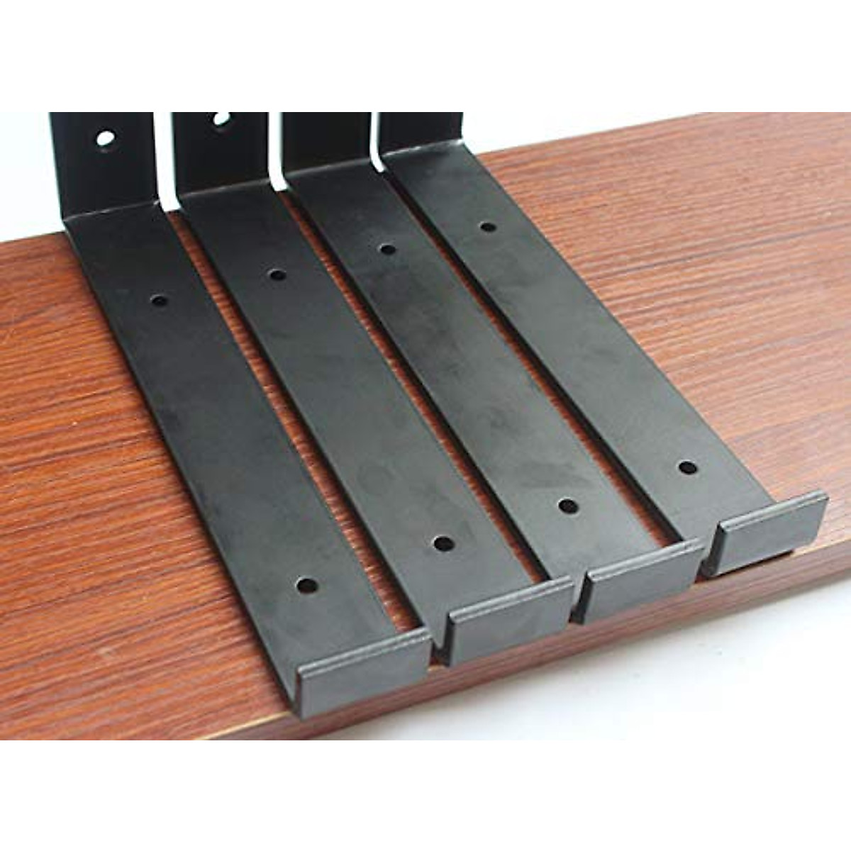 8 Pack - 9.25"L x 6"H x 1.5"W J Lip Shelf Bracket Rustic Industrial Farmhouse Iron Metal Wall Floating Shelf Bracket Metal Shelf Bracket, Industrial Shelf Bracket, Shelf Supports with Screws