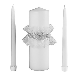 Cecilia Wedding Collection Unity Candle Set, White