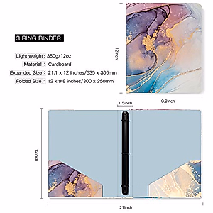 ZAXMEY 3 Ring Binder 1 Inch Ring, Fashion Design Binder for School, Home, Students, Women, Cute Custom Pattern with Hold Letter Size Interior Pockets,Gorgeous Marble