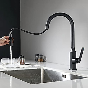 Kitchen Faucet with Pull Down Sprayer Brass Hot and Cold Water Swivel Kitchen Tap Sink Tap Black