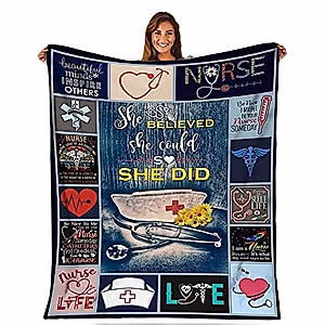 MEDTOGS Nurse Throw Blanket Gifts for Women New Nurses Nursing Student School Practitioner Graduation Appreciation Educator Birthday Christmas Retirement, 50''x60''