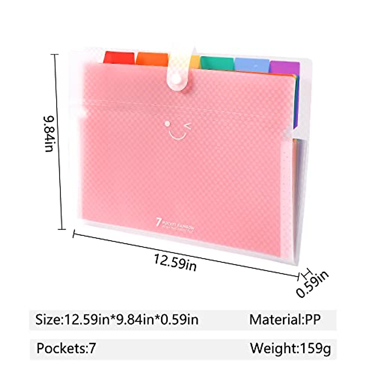 CLOUDIA 7 Pockets Expanding File Folders with Labels, Letter A4 Paper Organizer Folder, Accordion Document Organizer for School (Clear)