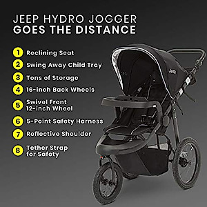 Jeep Hydro Sport Plus Jogger by Delta Children, Includes Car Seat Adapter, Black