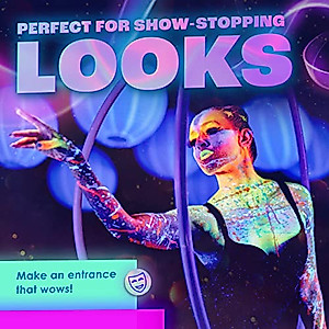 Neon Nights UV Body Paint Set | Blacklight Glow Makeup Kit | Fluorescent Face Paints for Music Festivals, Photo Shoots, Nights Out - Easy to Use and Remove, Premium Quality, Vibrant Colors | 8 Colors