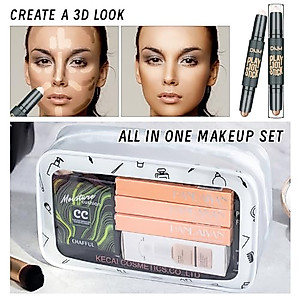 YBUETE Makeup Kit, Makeup Set for Women, Makeup Gift for Women Teen Girl, Eyeshadow Foundation CC Cream Face Primer, Makeup Brush Sponge, Lipstick, Eyebrow Soap Pencil Mascara Eyeliner Cosmetic bag