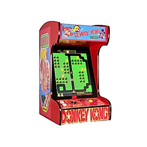 Doc and Pies Arcade Factory Classic Home Arcade Machine - Tabletop and Bartop - 412 Retro Games - Full Size LCD Screen, Buttons and Joystick (Red)