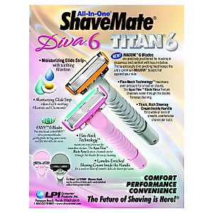 ShaveMate Titan 6 Three Pack of Razors with Real Shaving Cream in The Handle
