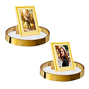 YOLS Small Floating Shelf, Gold Round Metal with Clear Acrylic, Small Shelves for Wall Décor (Round Medium 5.8 Inches 2pcs)
